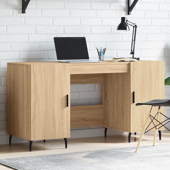 Waterford Wooden Computer Desk With 2 Doors In Sonoma Oak - Furniture ...